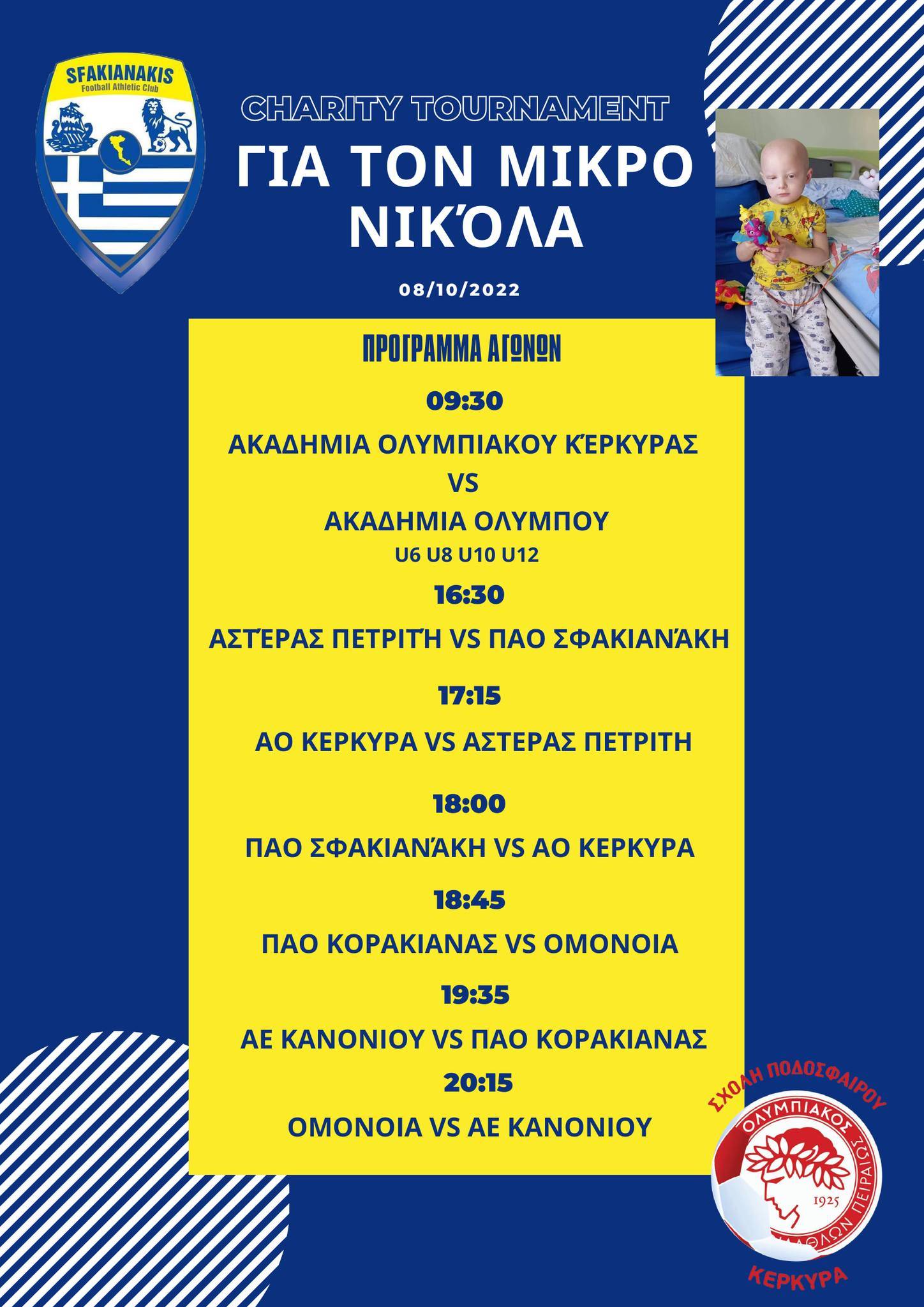 Φιλανθρωπικό τουρνουά στο Κανόνι για το μικρό Νικόλα - CorfuPress.com